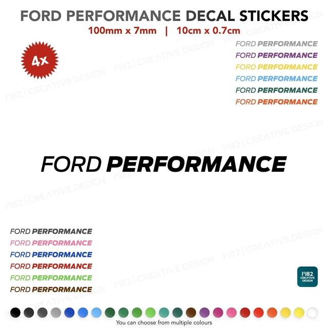 FORD PERFORMANCE LOGO Stickers Vinyl Decal Side Skirt Window Windscreen ...