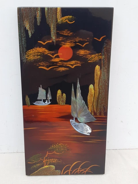 PANNEAU TABLEAU PHUONGNAM Phuong Nam Noir Laqué Nacre - Lacquerware ...
