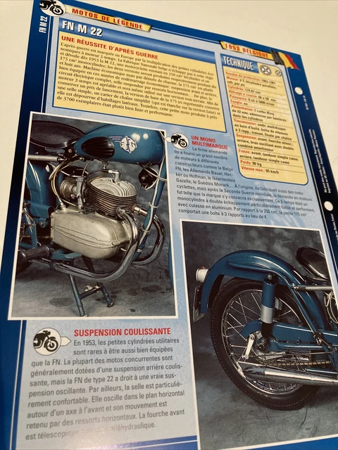 FN 175 M22 1953 fiche carte moto passion collection Atlas EUR 8,25 - PicClick IT