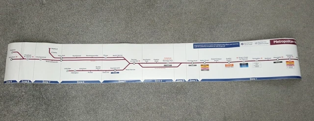 LONDON UNDERGROUND MAP Tube Carriage Map Metropolitan Line TFL 28124/ ...