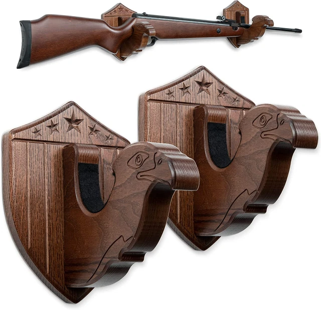 SINGLE RIFLE SHOTGUN Gun Wall Mount Display Rack Gun Hanger Wood for ...