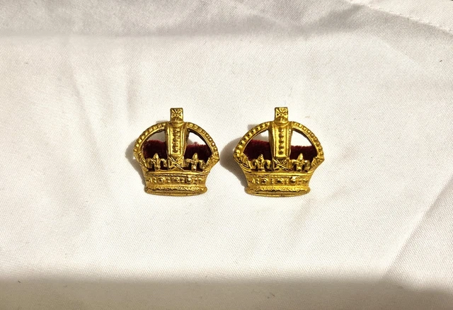 ORIGINAL WW2 BRITISH Army Officer Crown Major Rank Pip Badges Matching ...