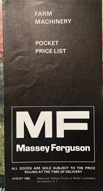 MASSEY FERGUSON POCKET Price List August 1980 £14.50 - PicClick UK