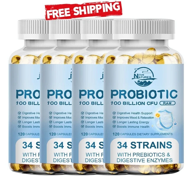 PROBIOTICS COMPLEX - 100 BILLION CFU 34 Bacteria Strains - Digestion ...