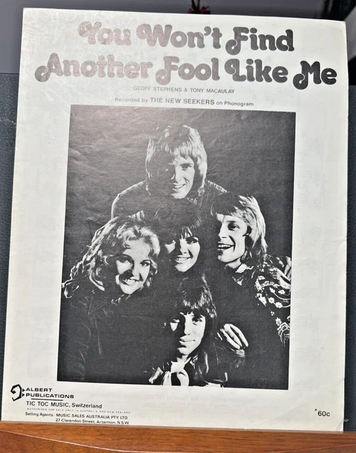 SHEET MUSIC - New Seekers - You Won't Find Another Fool like Me 1973 ...