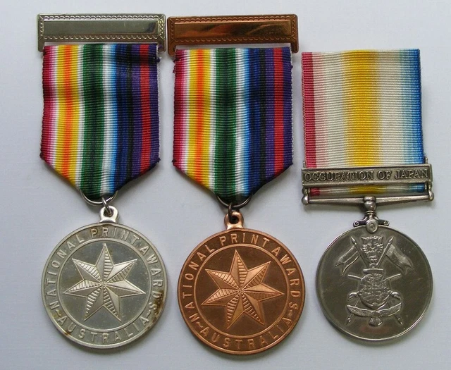 AUSTRALIA 1980S? 'FOR Foreign Service' medal + 1985 National Print ...