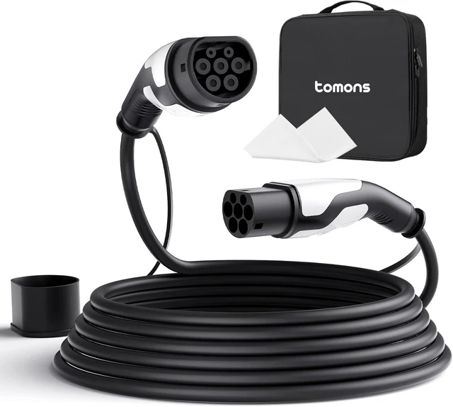 TOMONS TYP 2 Ladekabel 22KW 5M 32A 3-Phasig Elektroauto für EV/PHEV für Model S EUR 118,19 ...