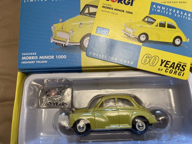 1:43 MORRIS MINOR 1000 model 60th Anniversary Highway yellow CORGI ...