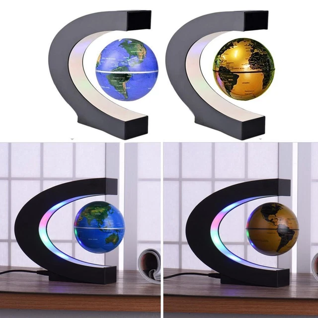 MAGNETIC LEVITATION FLOATING Earth Globe Map With C Shape Base Light ...