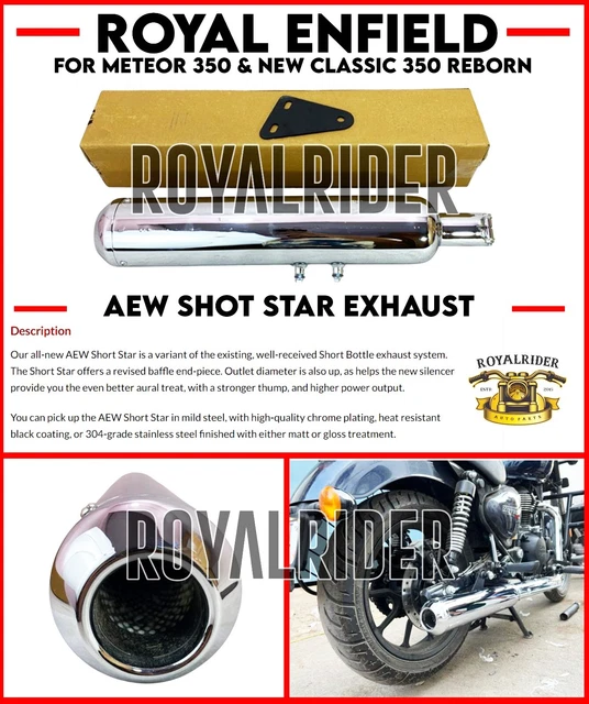 ROYAL ENFIELD &AEW SHOT STAR EXHAUST , FOR Meteor 350 & New Classic 350 ...