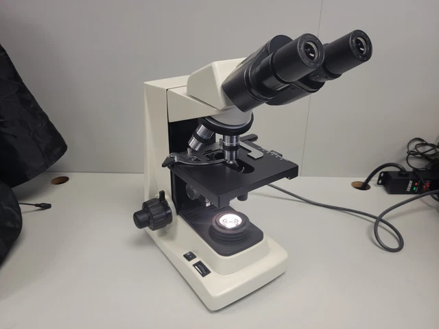 BINOCULAR COMPOUND MICROSCOPE with 4X 10X 40X 100X Objectives Halogen ...