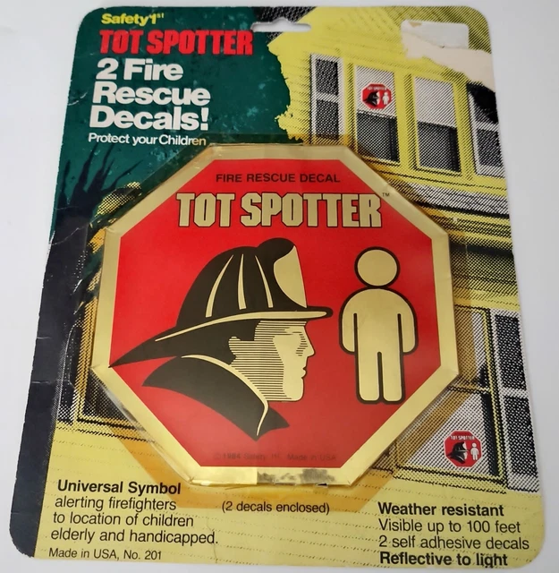 VINTAGE SAFETY 1ST TOT SPOTTER Fire Rescue Decals. PKG of 2. Sealed ...
