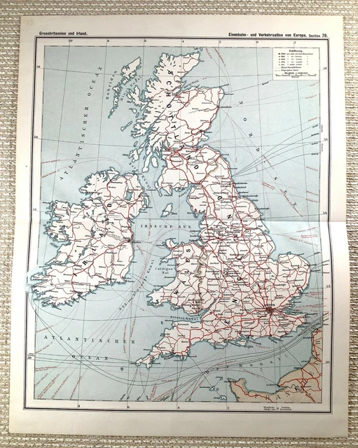 1905 ANTIQUE RAILWAY Map of British Rail Railroad Routes Great Britain ...