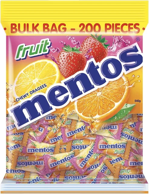 MENTOS FRUIT CANDY Pillowpack, Classic Mix of Fruity Flavours, 540g $11.27 - PicClick AU