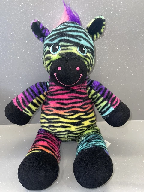 BUILD A BEAR ZEBRA Pride Rainbow Neon Punk Rock Boy Girl Bab Soft Toy £ ...
