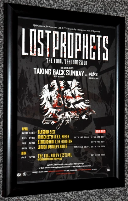 LOST PROPHETS BAND FRAMED A4 2007 taking back sunday TOUR Original ...