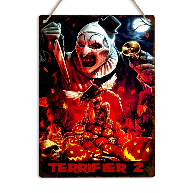 TERRIFIER 2 METAL Tin Sign The Clown Horror Movie Art Print Metal Wall ...