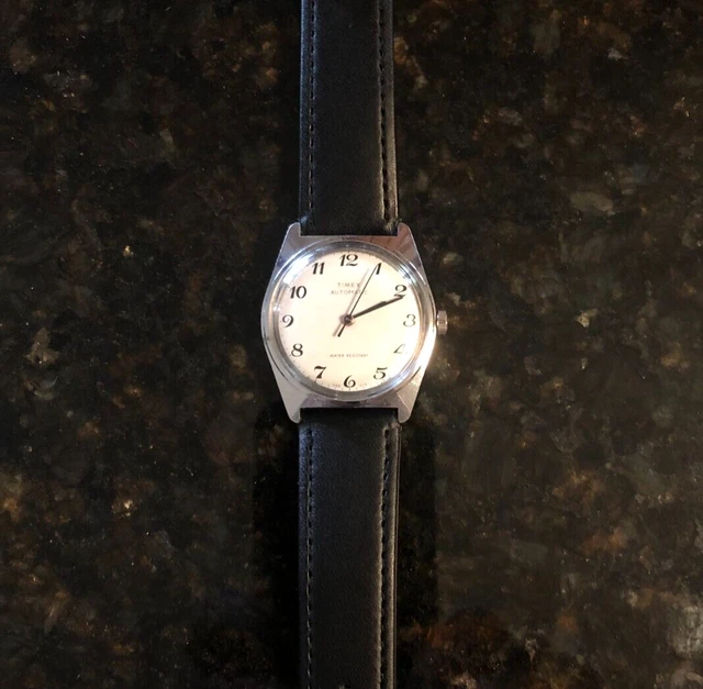 OROLOGIO VINTAGE TIMEX Automatico Da Uomo, Quadrante Bianco/Mani Nere ...