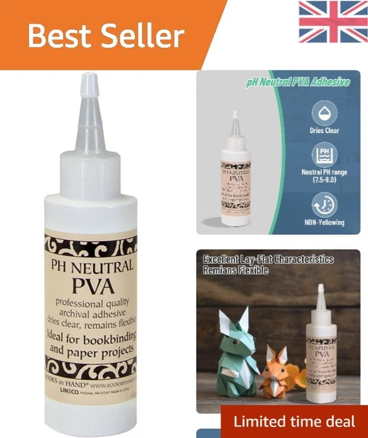 PH NEUTRAL PVA Bookbinding Adhesive - Dries Clear, 4 Ounce Craft Glue £ ...