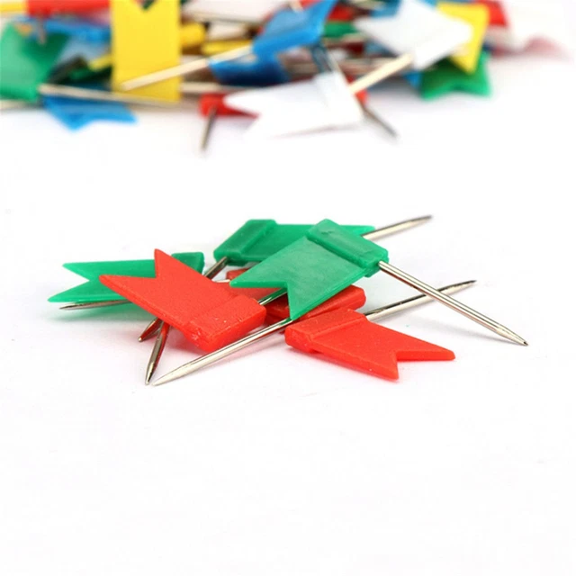 100PC FLAG MARKER Shape Map Pins Cork Notice Board Push Pin Assorted ...