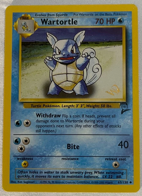 WARTORTLE 63/130 POKEMON Card Wizard Gold W Stamp Promo Excellent/Nm ...
