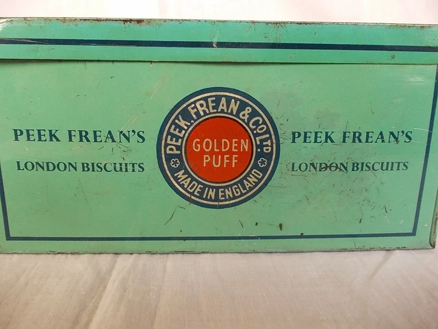 ANTIQUE VINTAGE/OLD PEEK Freans Golden Puff Biscuit Tin England 1940's ...
