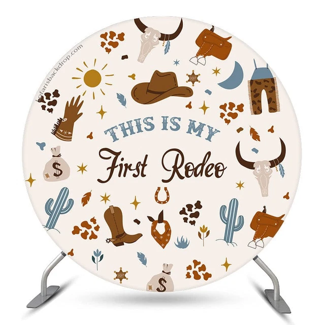 FIRST RODEO COW Boy 1st Birthday Round Backdrop $36.09 - PicClick AU