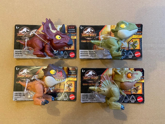 JURASSIC WORLD SNAP Squad x4 Velociraptor Spinosaurus Triceratops ...