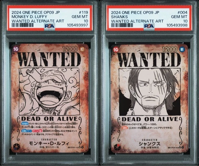 ONE PIECE CARD Monkey D. Luffy NShanks Wanted SP PSA10 2 consecutive ...