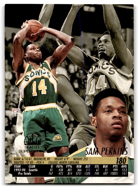 1994-95 STADIUM CLUB Super Teams Finales NBA Sam Perkins Seattle ...