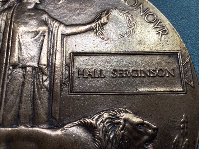 WW1 DEATH PLAQUE For Hall Serginson Royal Field Artillery - Died ...