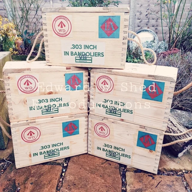 WW1 BRITISH WOODEN H1 .303 Ammunition Box Reproduction (Empty Wooden ...