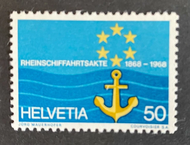 BRIEFMARKE SCHWEIZ HELVETIA Mi 890 1968 50 Rp Rheinschiffahrtsakte 1868-1968 EUR 1,00 - PicClick DE