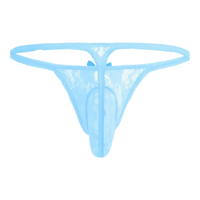 Men Sheer Mesh Lace G String Thong Sissy Bulge Pouch Trunks Panties