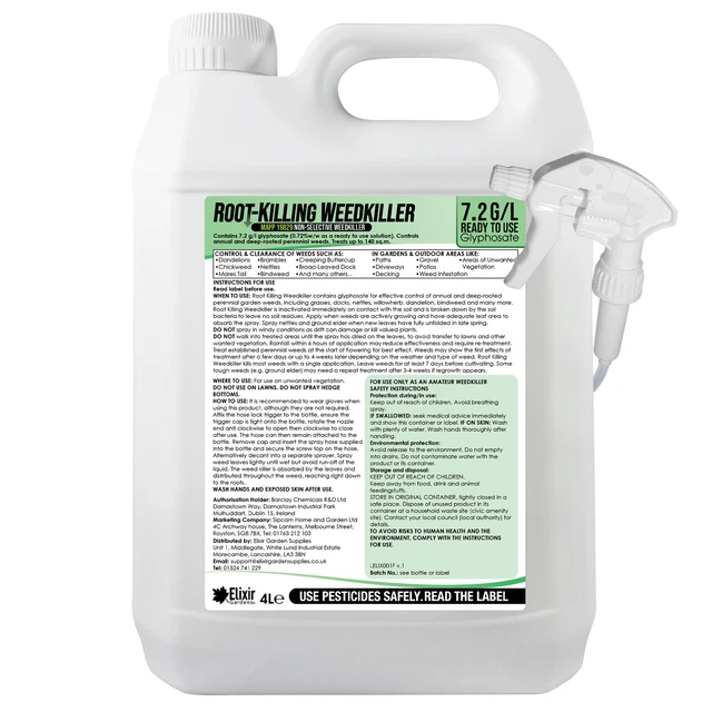 GLYPHOSATE DEEP ROOT Killing Weed Killer | 7.2g/l Ready to Use Formula ...