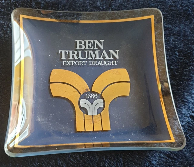 VINTAGE BEN TRUMAN 1666 Export Draught Glass Pub Ashtray Mancave Home ...