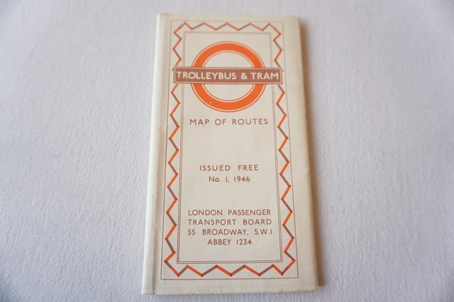1946 NUMBER 1 Trolleybus & Tram Map London Transport Bus Underground ...