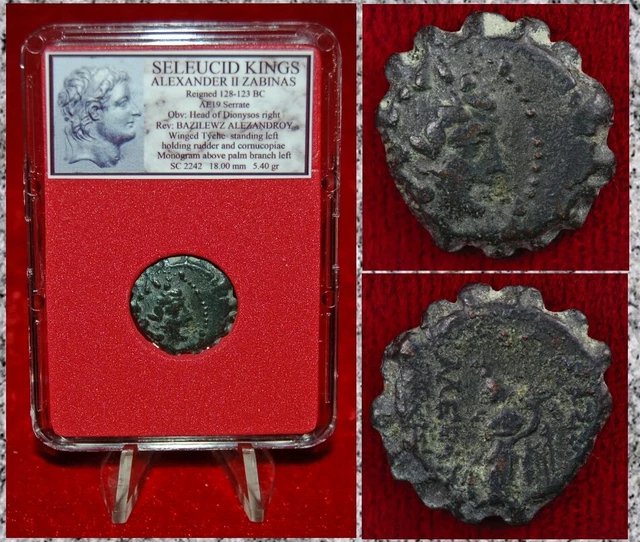 ANCIENT GREEK COIN Seleucid King ALEXANDER II ZABINAS Dionysos Winged ...