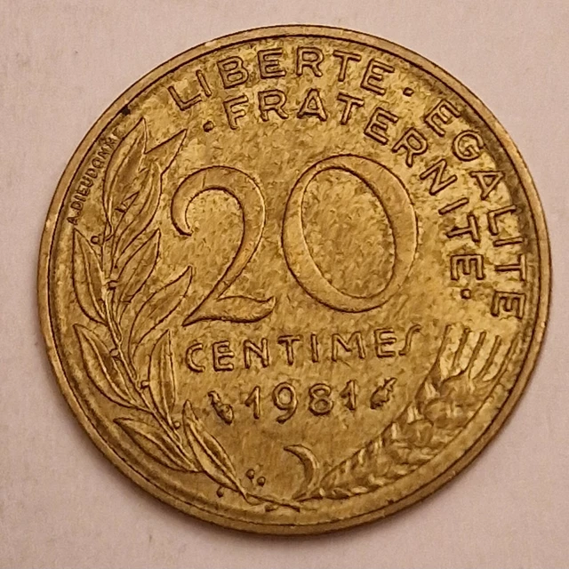 1 PIÈCE DE 20 Centimes Marianne Lagriffoul 1981 EUR 2,00 - PicClick FR