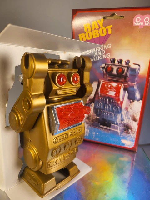 1970'S/70'S HONG KONG'S Mechanical RAY ROBOT mint in box working Tin ...