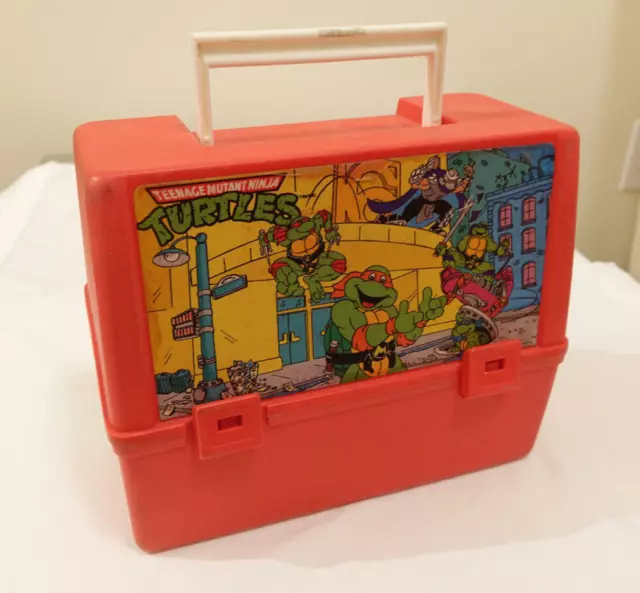 VINTAGE TEENAGE MUTANT Ninja Turtles Bucket Lunch Box 1990 with Thermos ...