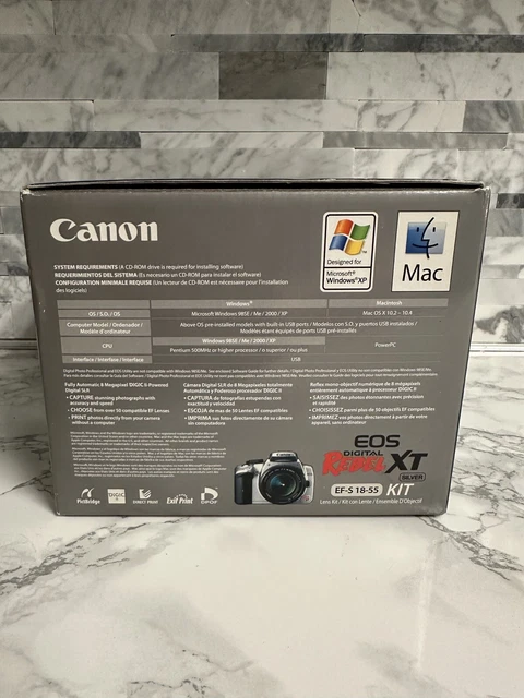 OPEN BOX CANON Digital Rebel XT DSLR Camera with EF-S 18-55mm Lens Kit ...