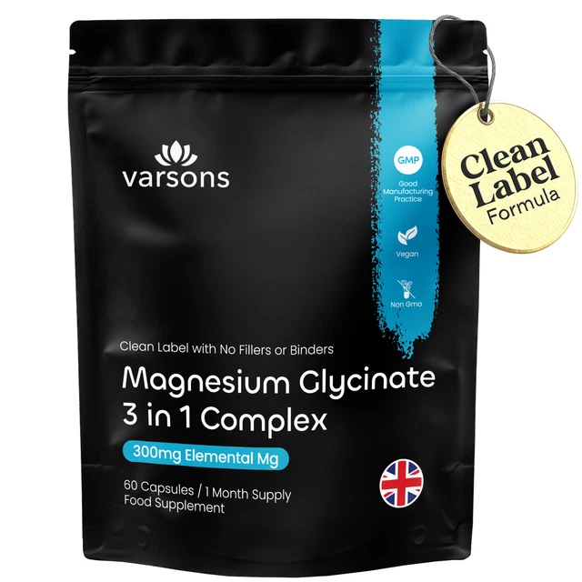 MAGNESIUM GLYCINATE 3-IN-1 Complex - 1614mg Clean Label Formula ...