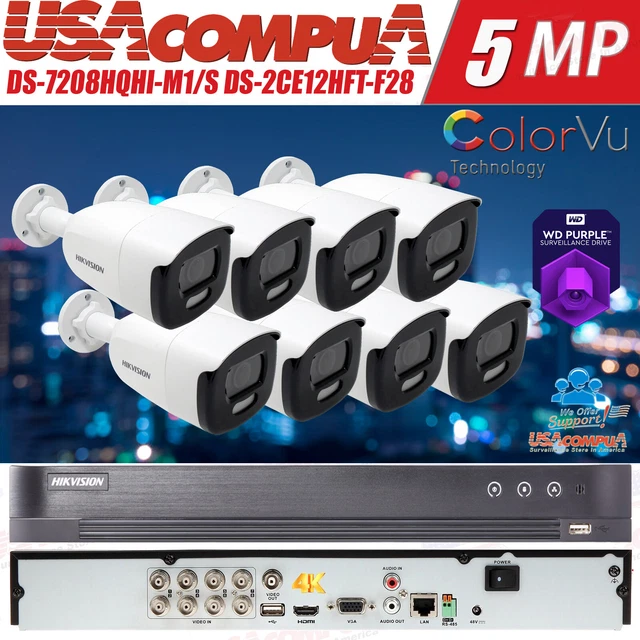HIKVISION 8CH 5MP 4K DVR CCTV Camera System DS-2CE12HFT-F28 5MP ColorVu ...