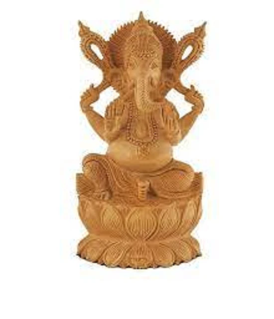 STATUE D'IDOLE GANESHA en bois, figurine de dieu hindou, 8 pouces ...
