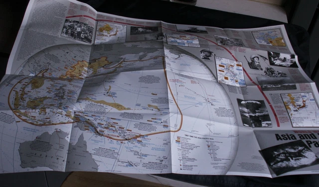 WWII DOUBLE MAP SUPPLEMENT from NATIONAL GEOGRAPHIC Dec. 1991. 27" x 20 ...