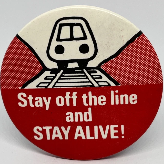 BRITISH RAIL SAFETY Campaign Vintage Pin Badge Railway Trains Track ...