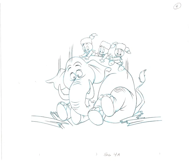 DUCKTALES WALT DISNEY Rough Production Animation Cel Drawing 1987-1990 ...