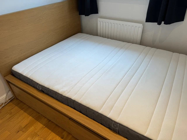 DOUBLE BED IKEA MALM with two roller drawers & Mattress £100.00 ...