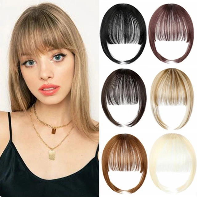 SYNTHETIC WIG BANG Hair Extension Fringe Fake Bangs Blunt Bangs Women ...